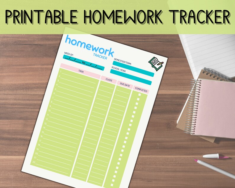Study Planner Homework Tracker Printable Study Checklist - Etsy