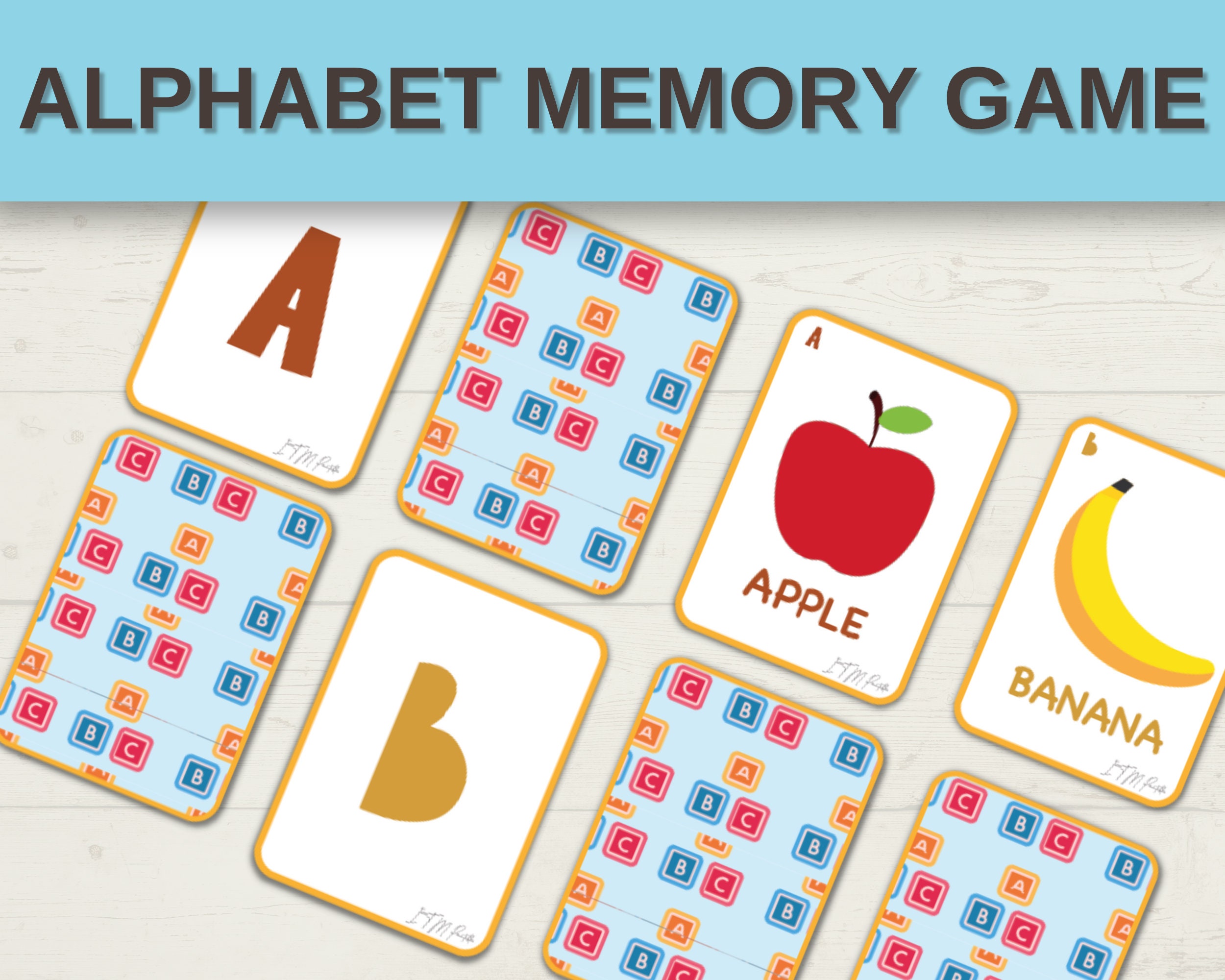 Flash Cards for Kids Alphabet Matching Game Memory Game - Etsy