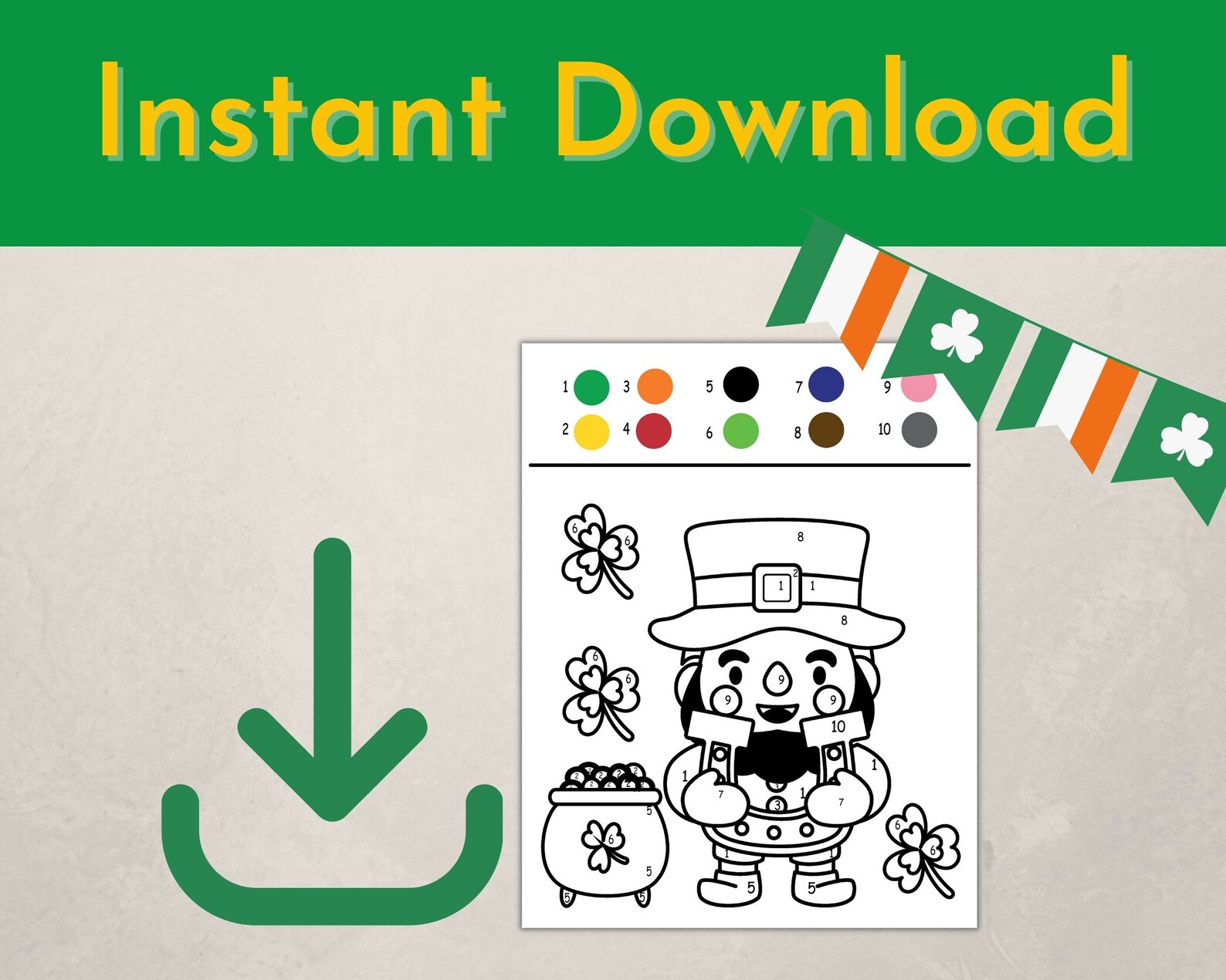 St. Patrick's Day Activity for Kids Color by Number - Etsy