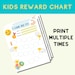 Kids Reward Chart Behavior Chart Sticker Chart Toddler Reward Chart ...
