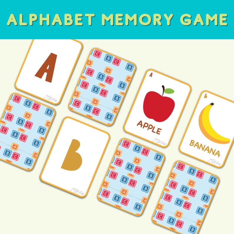 Alphabet Memory Game | Alphabet Matching Game | Montessori Flash Cards ...