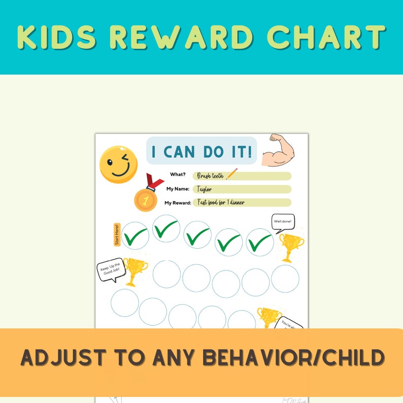 Kids Reward Chart | Behavior Chart | Sticker Chart | Toddler Reward ...