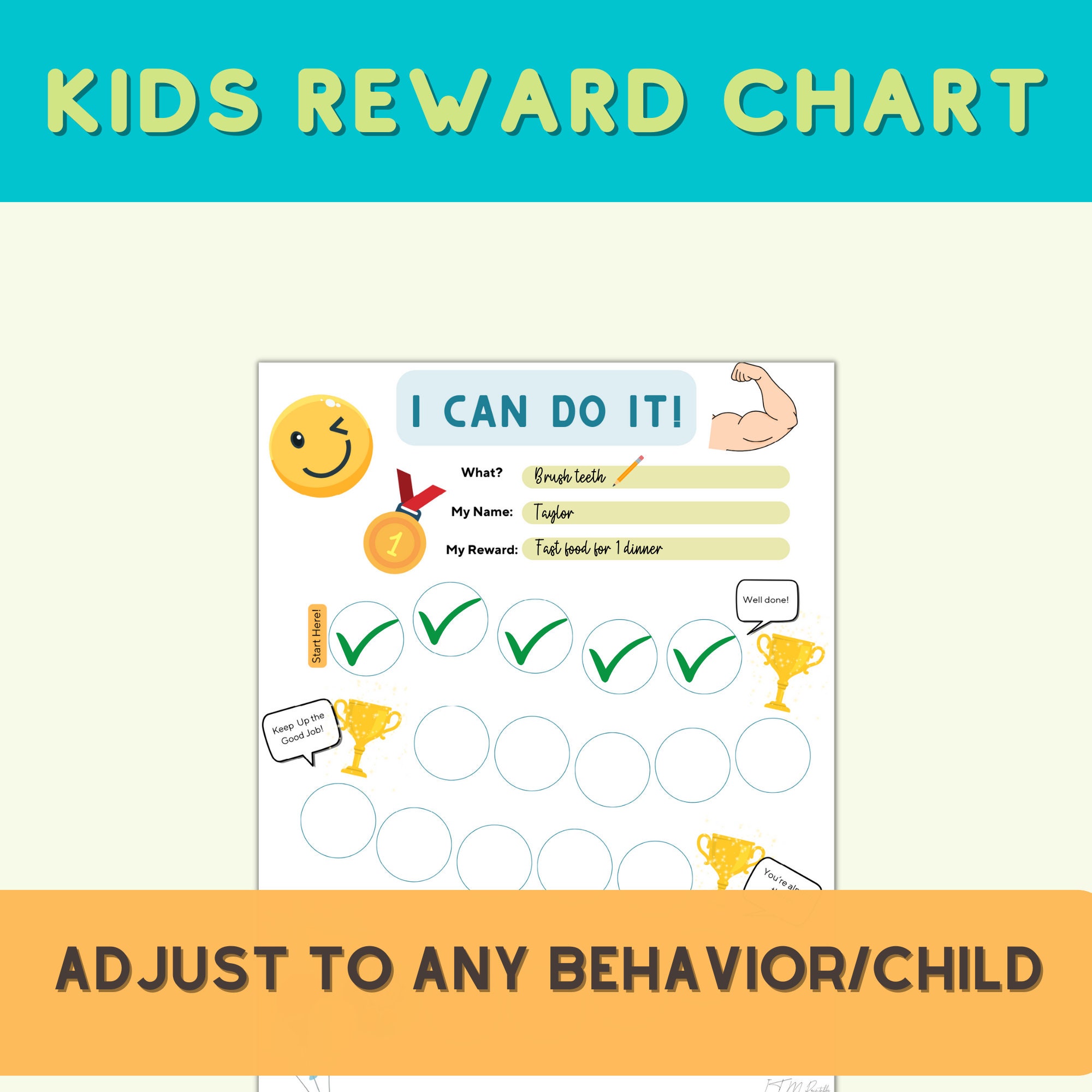 Kids Reward Chart | Behavior Chart | Sticker Chart | Toddler Reward ...