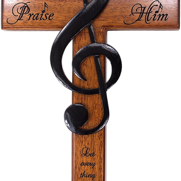 Cross With Treble Clef Necklace - Etsy