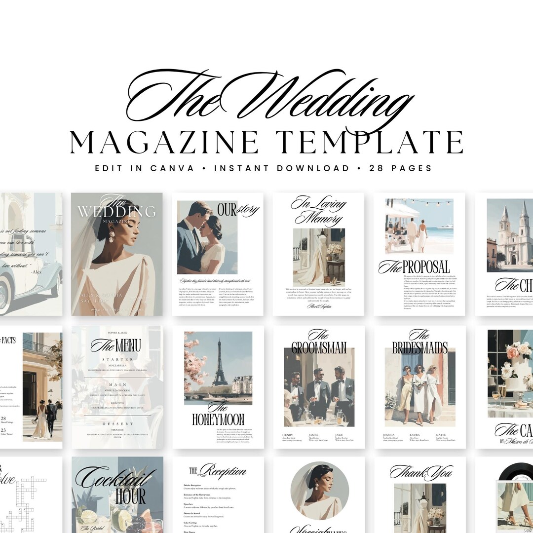 Custom Wedding Magazine Template • Wedding Magazine • Editable Wedding ...