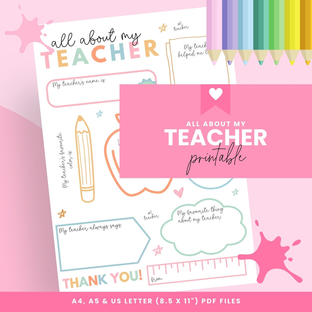 Teacher Thank You Printable Gift, Teacher Appreciation Printable Gift ...