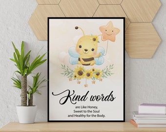Kind Words Are Like Honey Printable Proverbs 16:24 Scripture Verse Wall ...