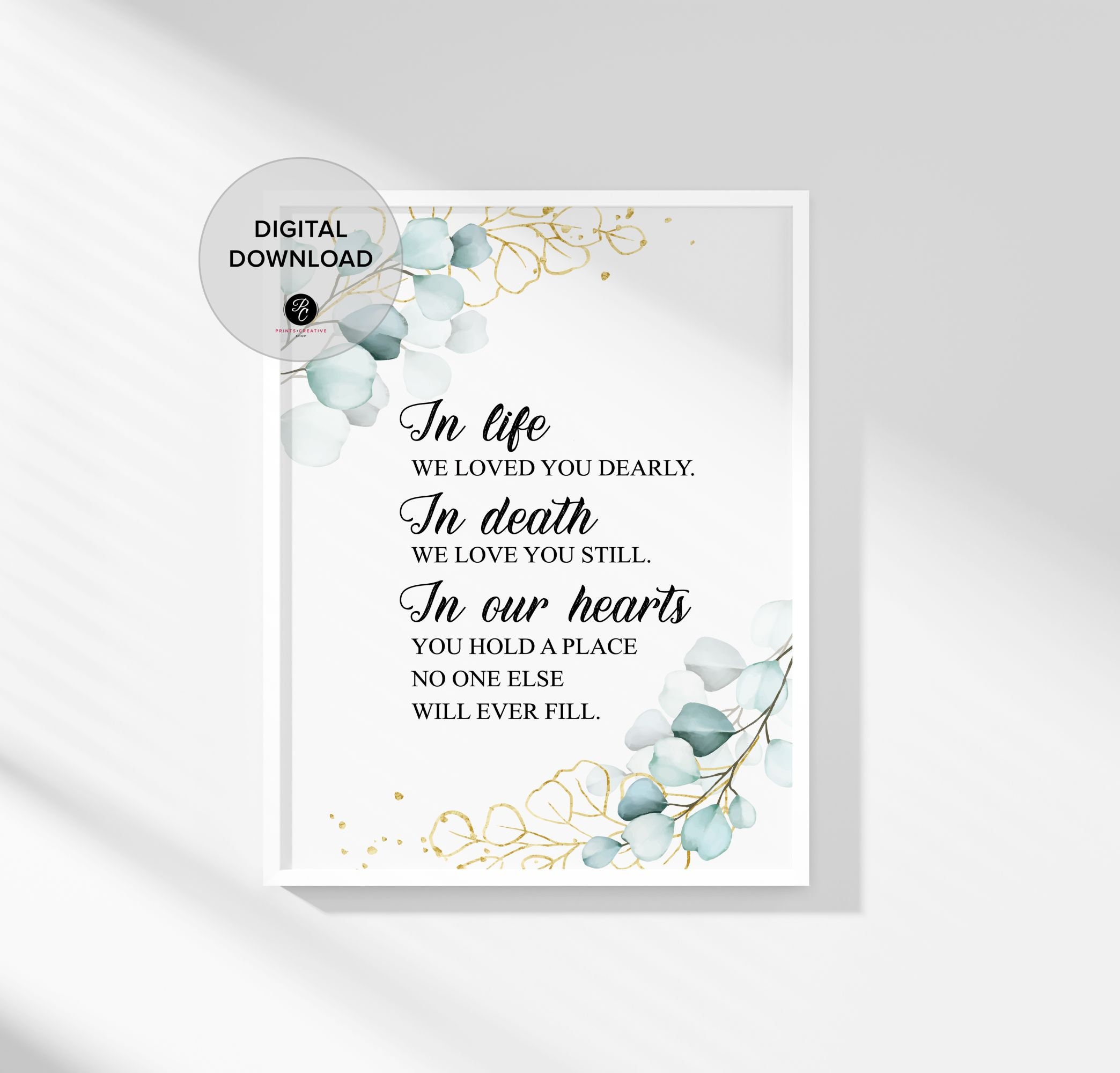 Grief Poem Printable, Christian Funeral Poem, Grief Quotes Wall Art ...