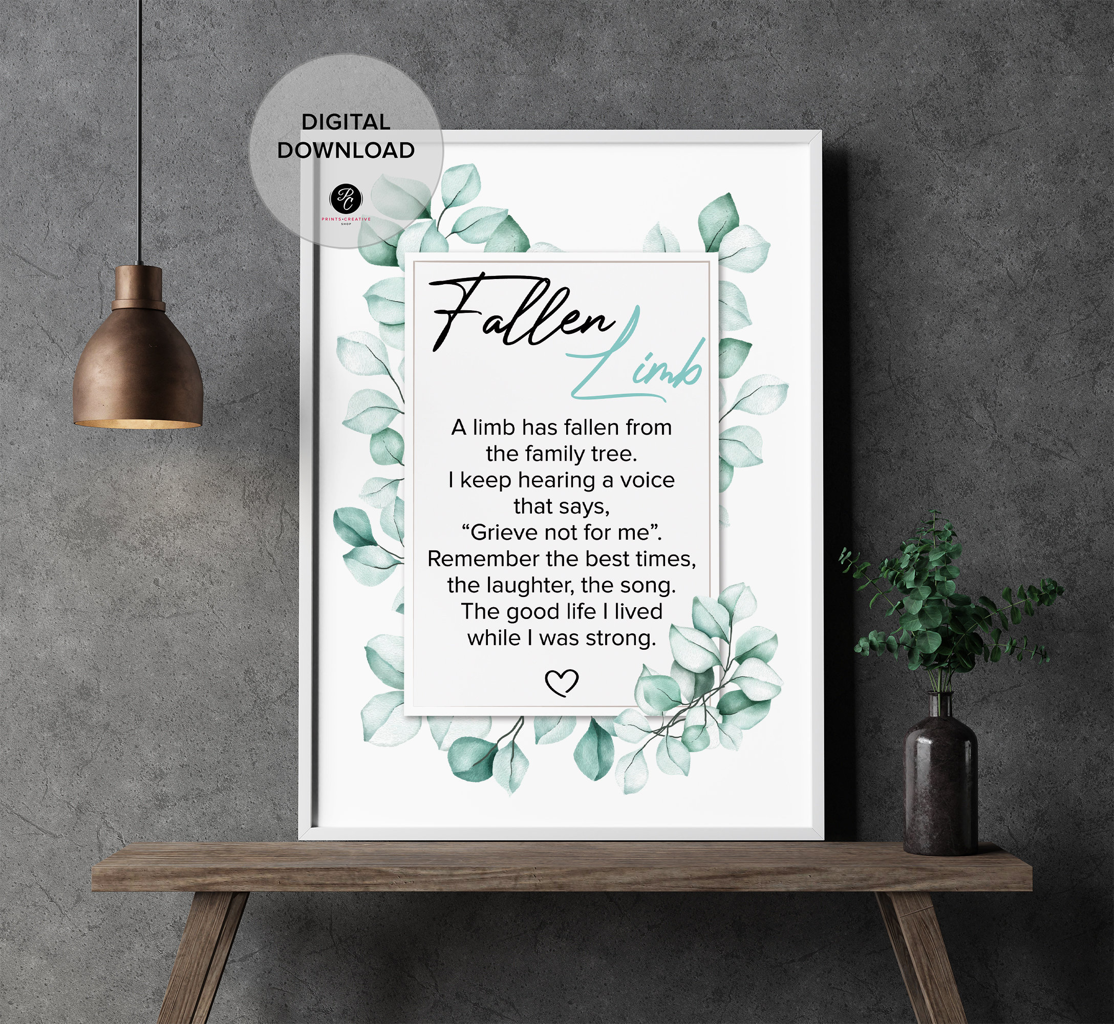 Digital A Limb Has Fallen Memorial Family Tree, Remembrance Ornament ...