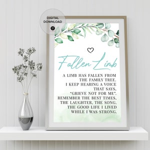 A Limb Has Fallen Memorial Digital Print, Funeral Watercolor Sign ...