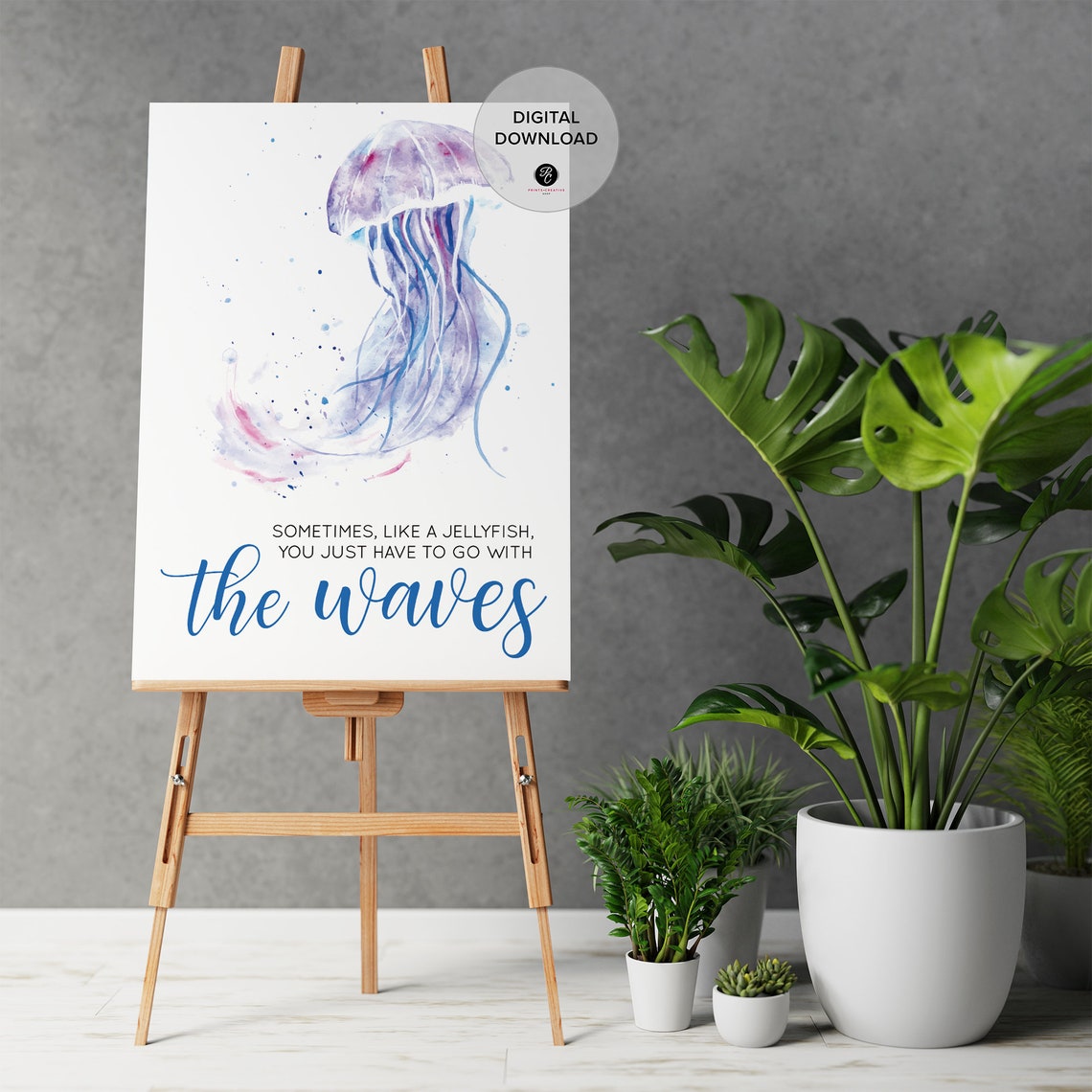 Jellyfish Quote Print, Sea Themed Nursery Decor, Baby Shower Sea Wall ...