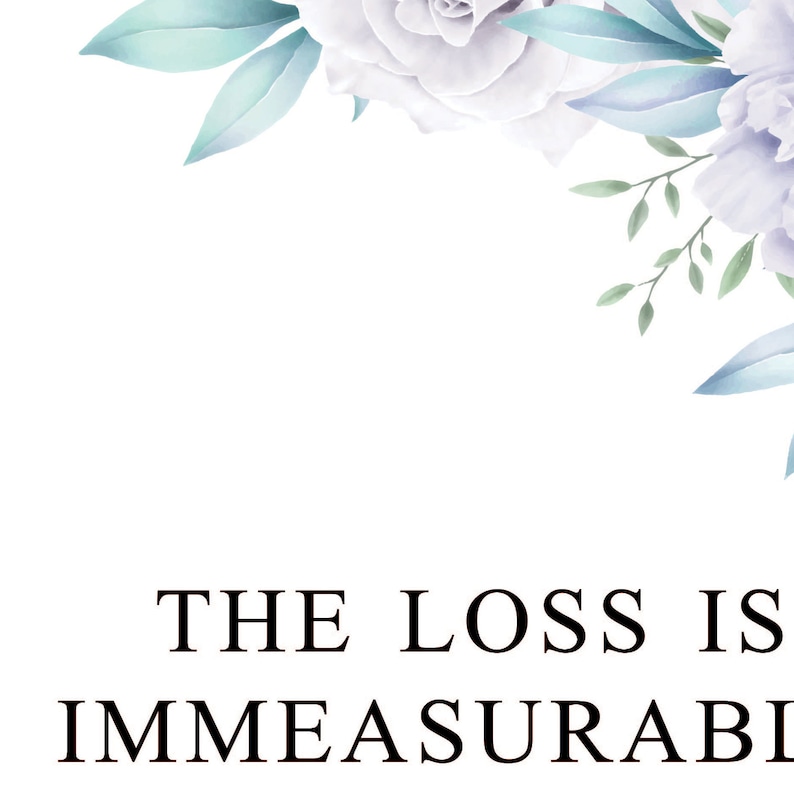 Funeral Printable Memorial Poem, Floral Grief Sign, Loss of a Loved One ...