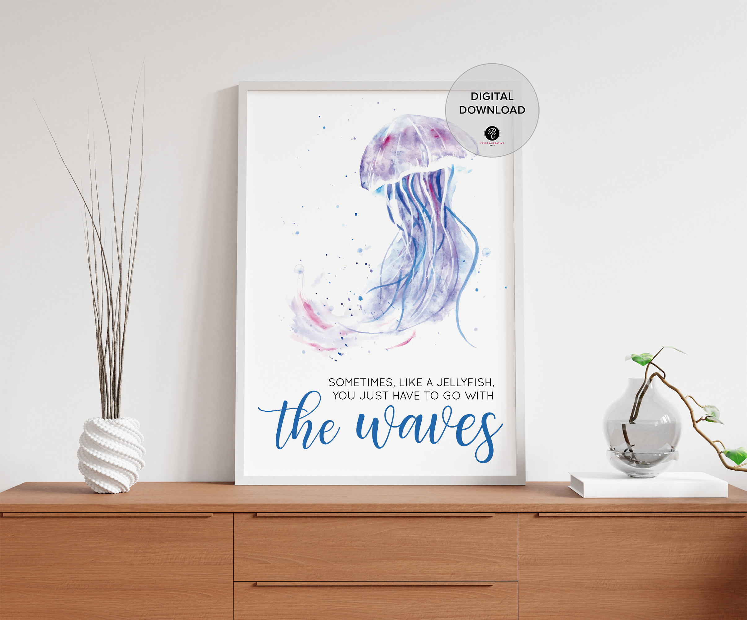 Jellyfish Quote Print, Sea Themed Nursery Decor, Baby Shower Sea Wall ...