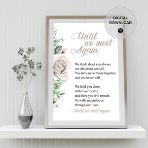 Until We Meet Again Funeral Poem, Memorial Quote Print, in Loving ...