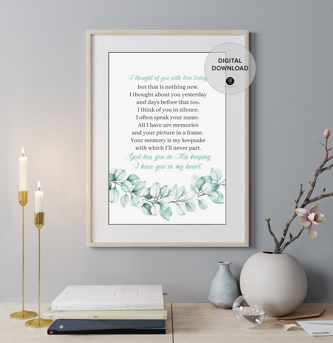 Funeral Grief Poem, Memorial Service for Mother, Bereavement Gift, in ...