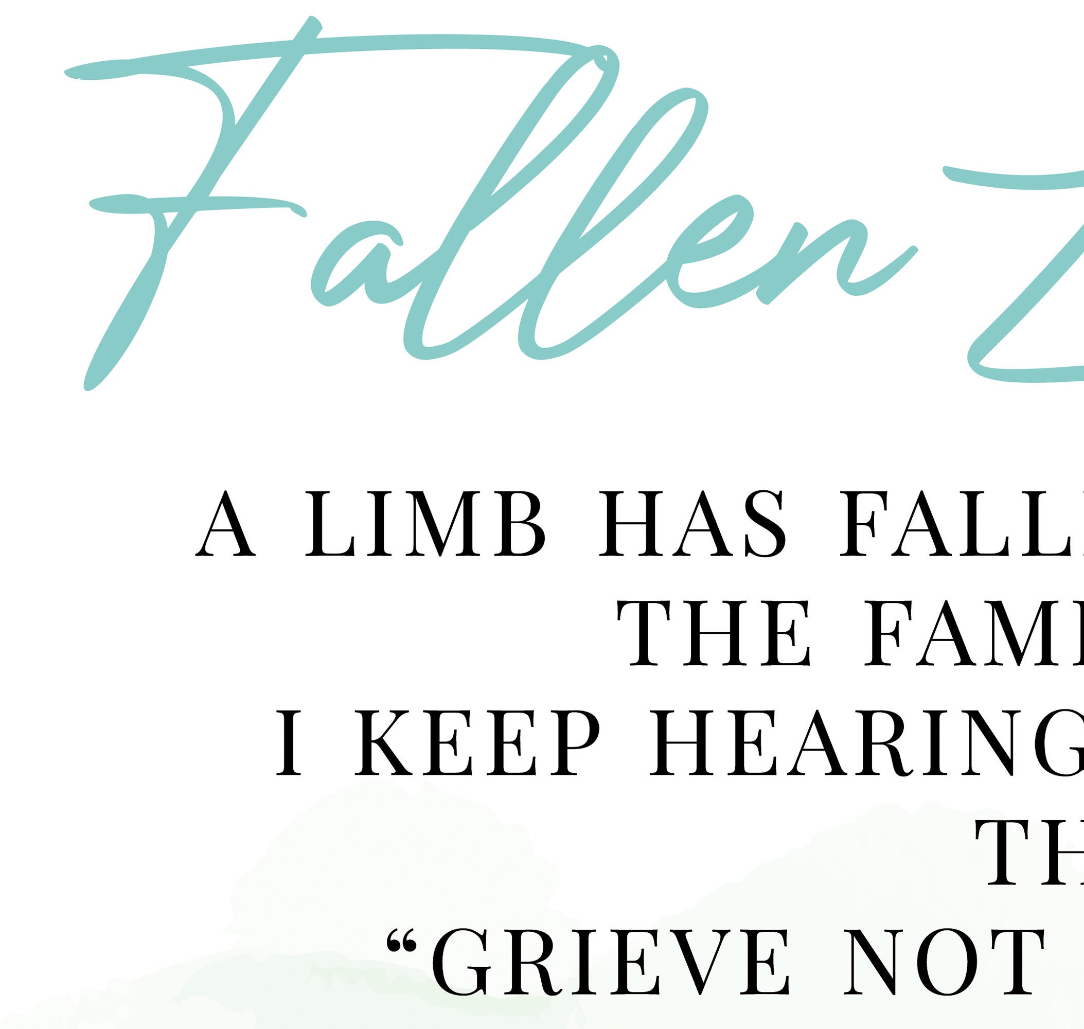 A Limb Has Fallen Memorial Digital Print, Funeral Watercolor Sign ...