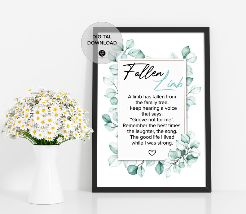 Digital A Limb Has Fallen Memorial Family Tree, Remembrance Ornament ...