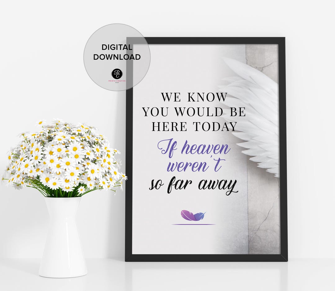 Funeral Digital Download Poem, Memorial Heaven Grief Print, Angel Wings ...