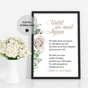 Until We Meet Again Funeral Poem, Memorial Quote Print, in Loving ...