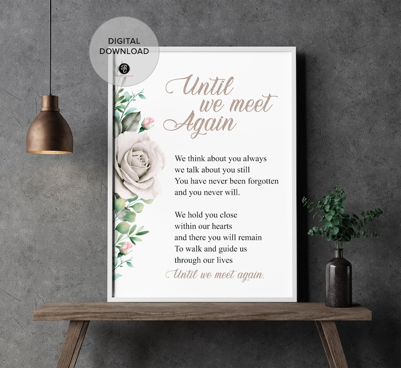 Until We Meet Again Funeral Poem, Memorial Quote Print, in Loving ...