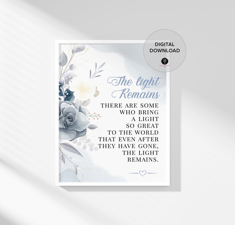 The Light Remains Grief Poem Printable, Christian Funeral Poem ...