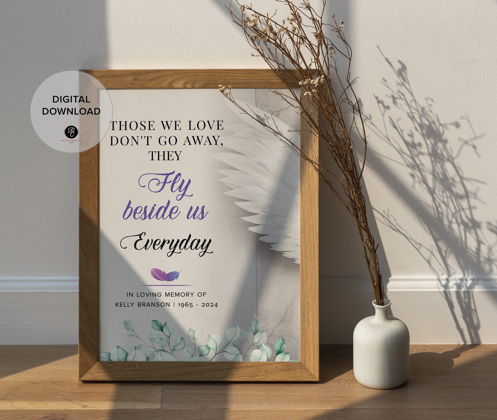 Mother Memorial Printable Poem, in Loving Memory of Father, Angel Wings ...