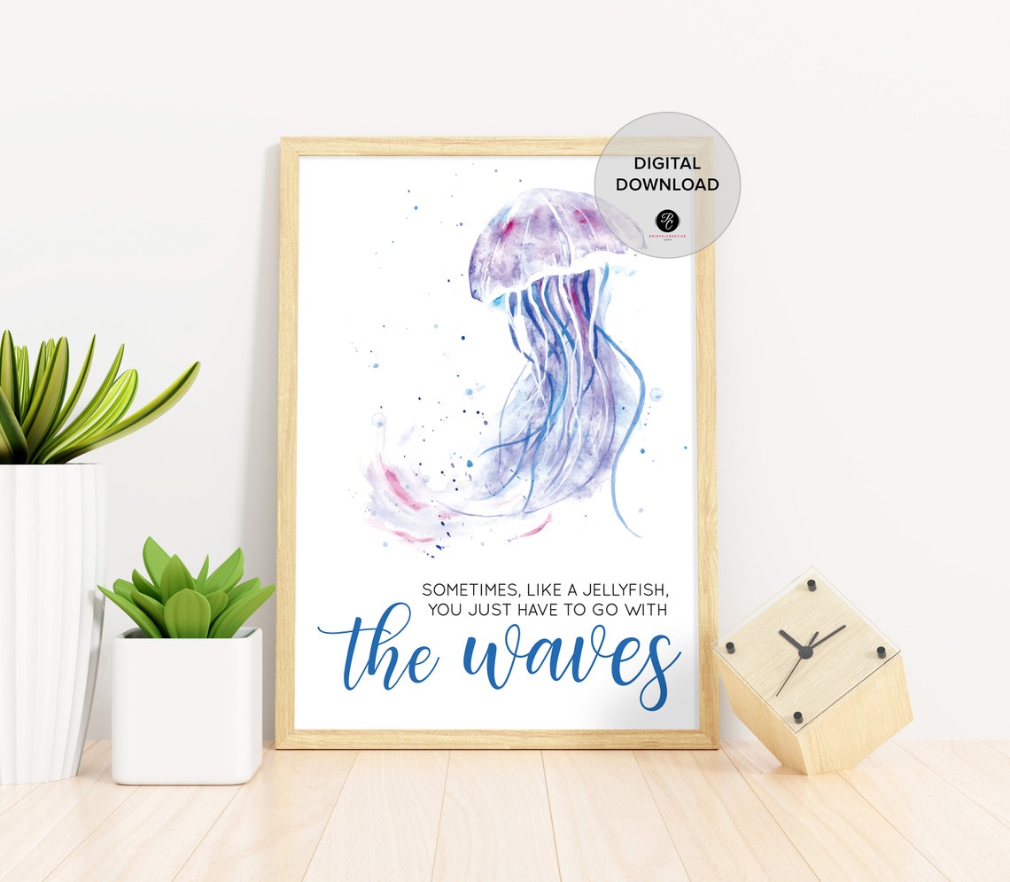 Jellyfish Quote Print, Sea Themed Nursery Decor, Baby Shower Sea Wall ...