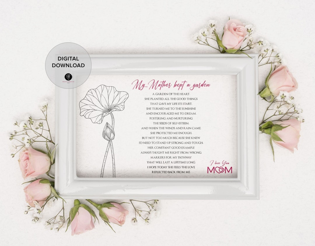 Mom Digital Printable Poem, Gift for Mom, Mom Birthday Gift, Floral ...