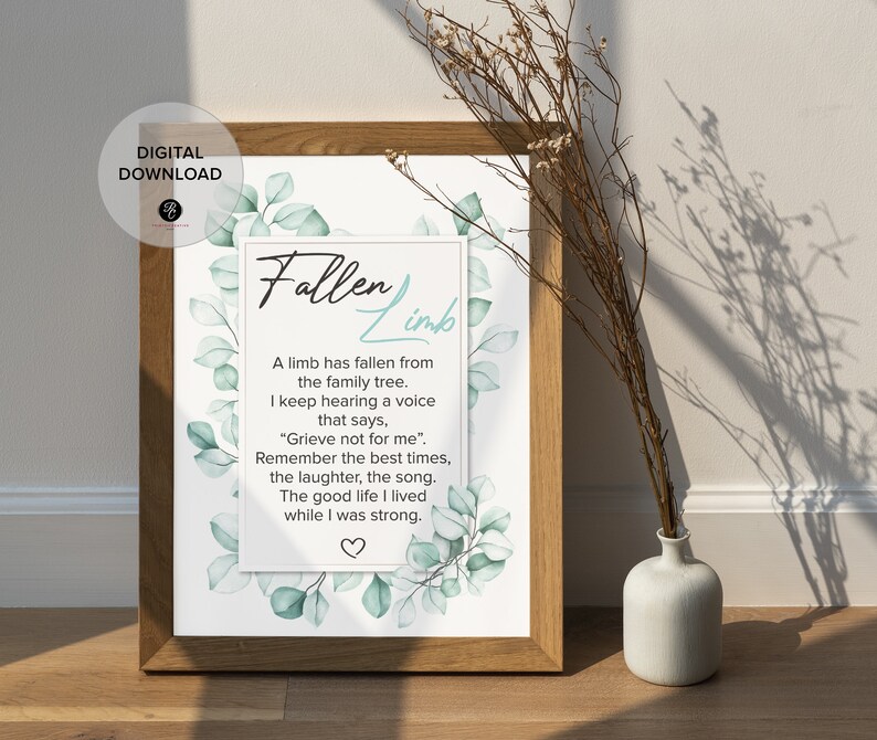 Digital A Limb Has Fallen Memorial Family Tree, Remembrance Ornament ...