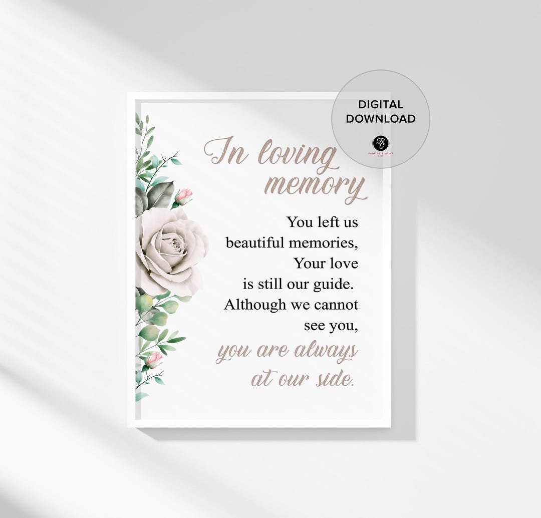 Memorial Digital Print Quotes, in Loving Memory of Mother Father, You ...