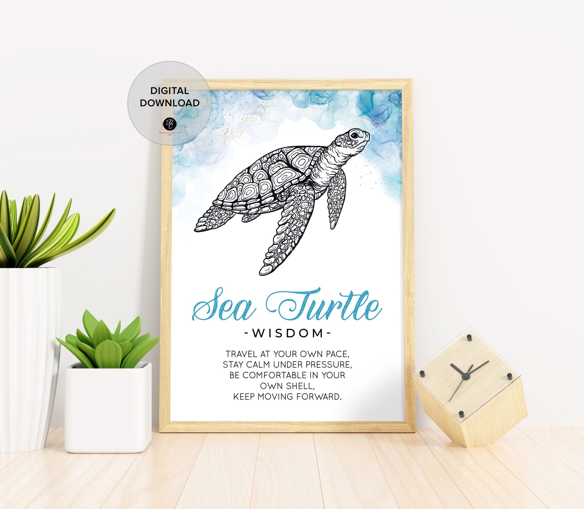 Sea Turtle Wall Art, Turtle Printable Quote, Turtle Lover Print, Sea ...