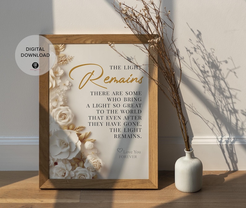 The Light Remains Digital Poem, Printable Funeral Quote, Church ...