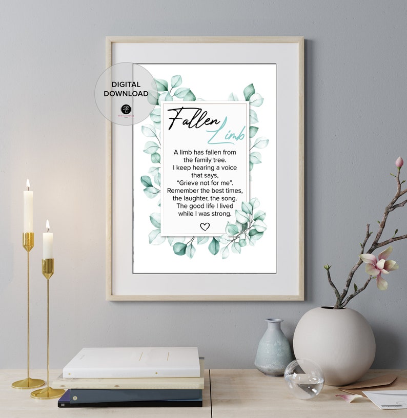 Digital A Limb Has Fallen Memorial Family Tree, Remembrance Ornament ...