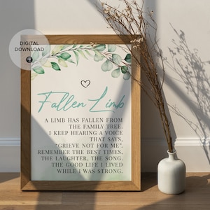 A Limb Has Fallen Memorial Digital Print, Funeral Watercolor Sign ...