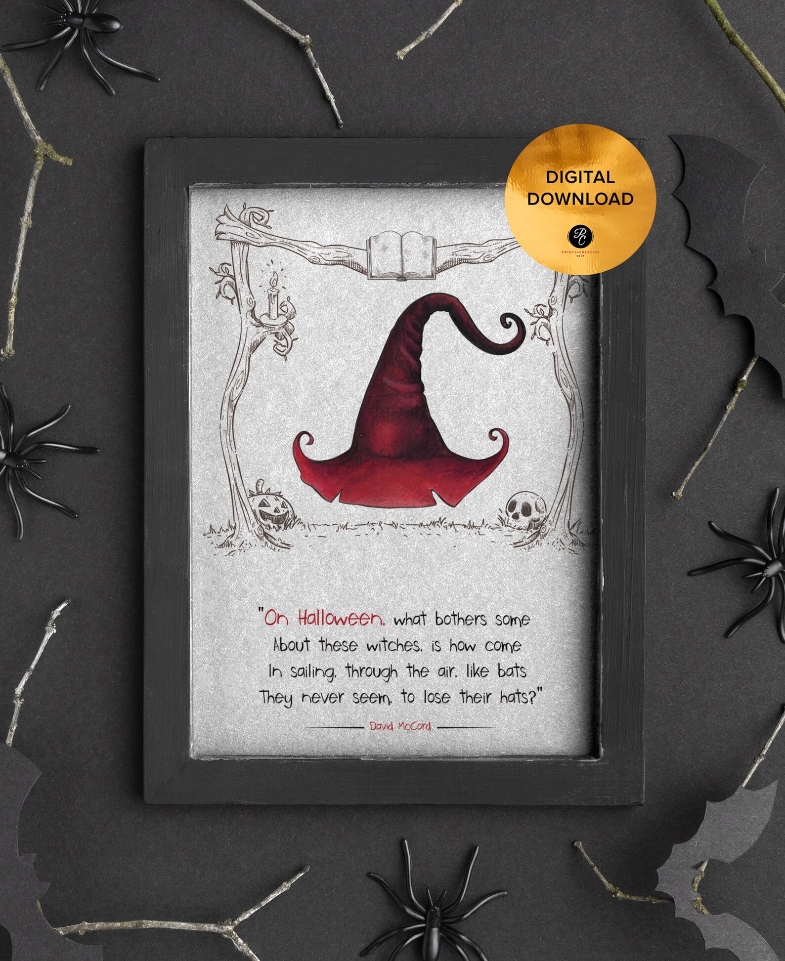 Halloween Witch Hat Instant Printable Poem Antique Book Page - Etsy