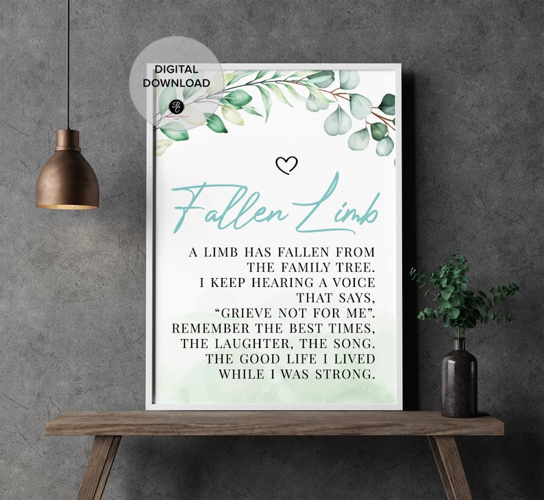 A Limb Has Fallen Memorial Digital Print, Funeral Watercolor Sign ...