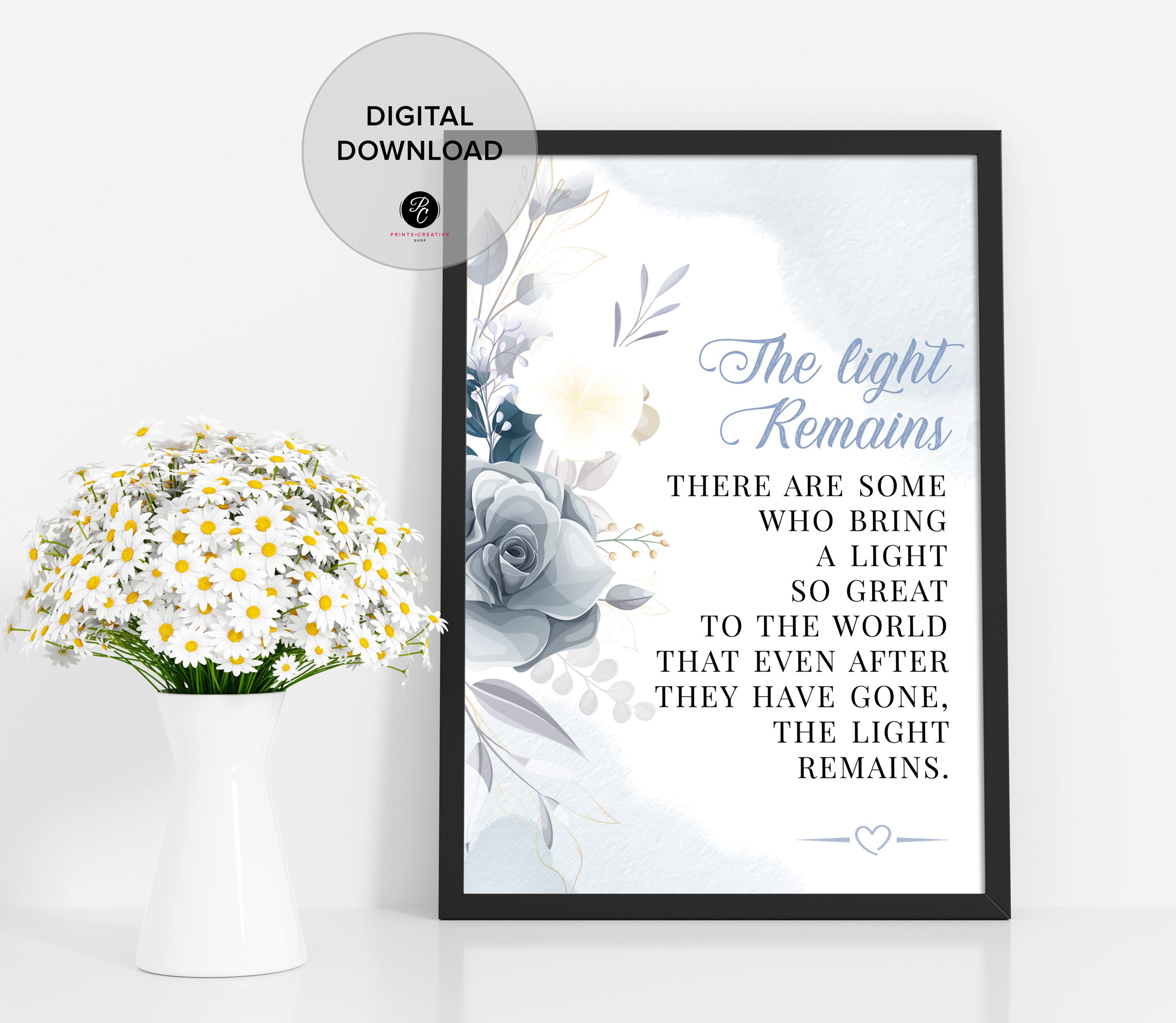 The Light Remains Grief Poem Printable, Christian Funeral Poem ...