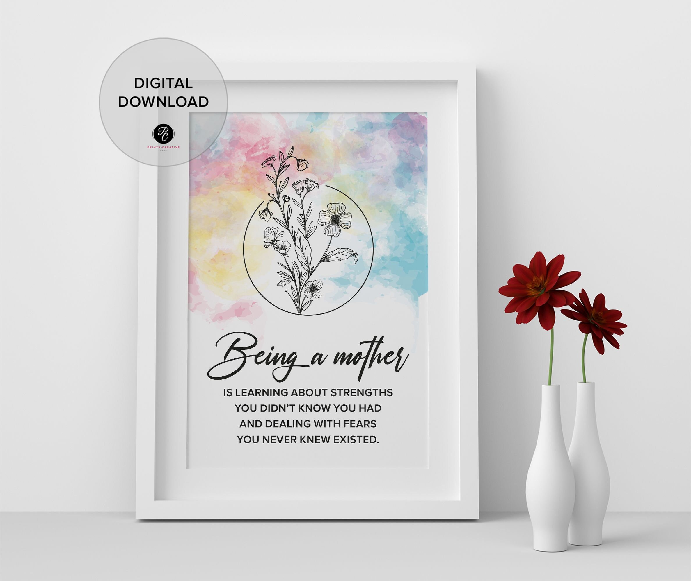 Printable Digital Gift for Mom, Motherhood Digital Art, Printable ...