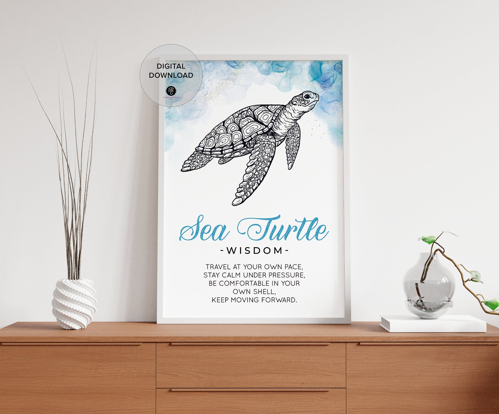 Sea Turtle Wall Art, Turtle Printable Quote, Turtle Lover Print, Sea ...
