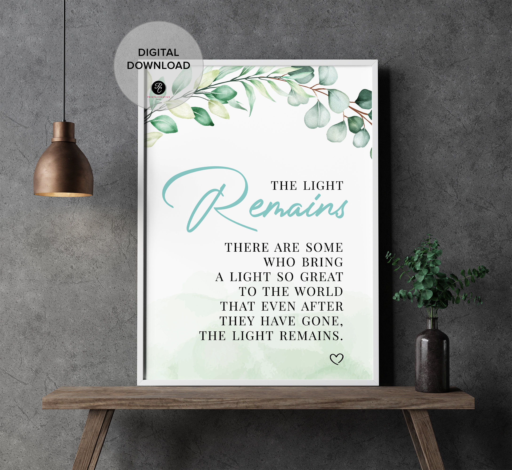 The Light Remains Memorial Quote Print, Sympathy Printable Poem for ...