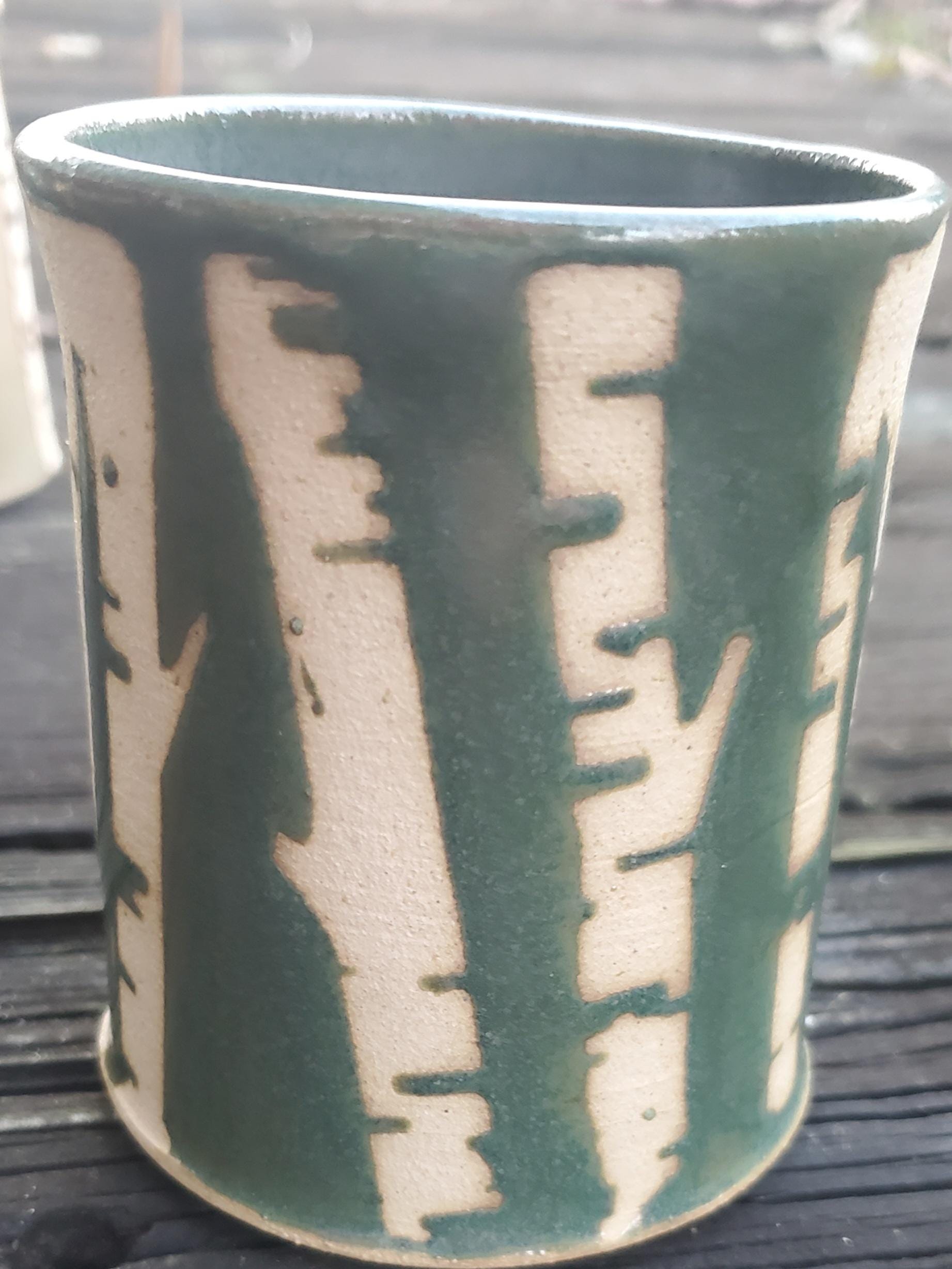Handmade Stoneware Mugs With Pine Trees - Etsy