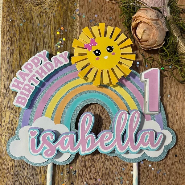 Rainbow Cake Topper - Etsy