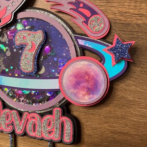 Galaxy Cake Topper, 3D Space Theme Birthday Cake Topper , Glitter Cake ...