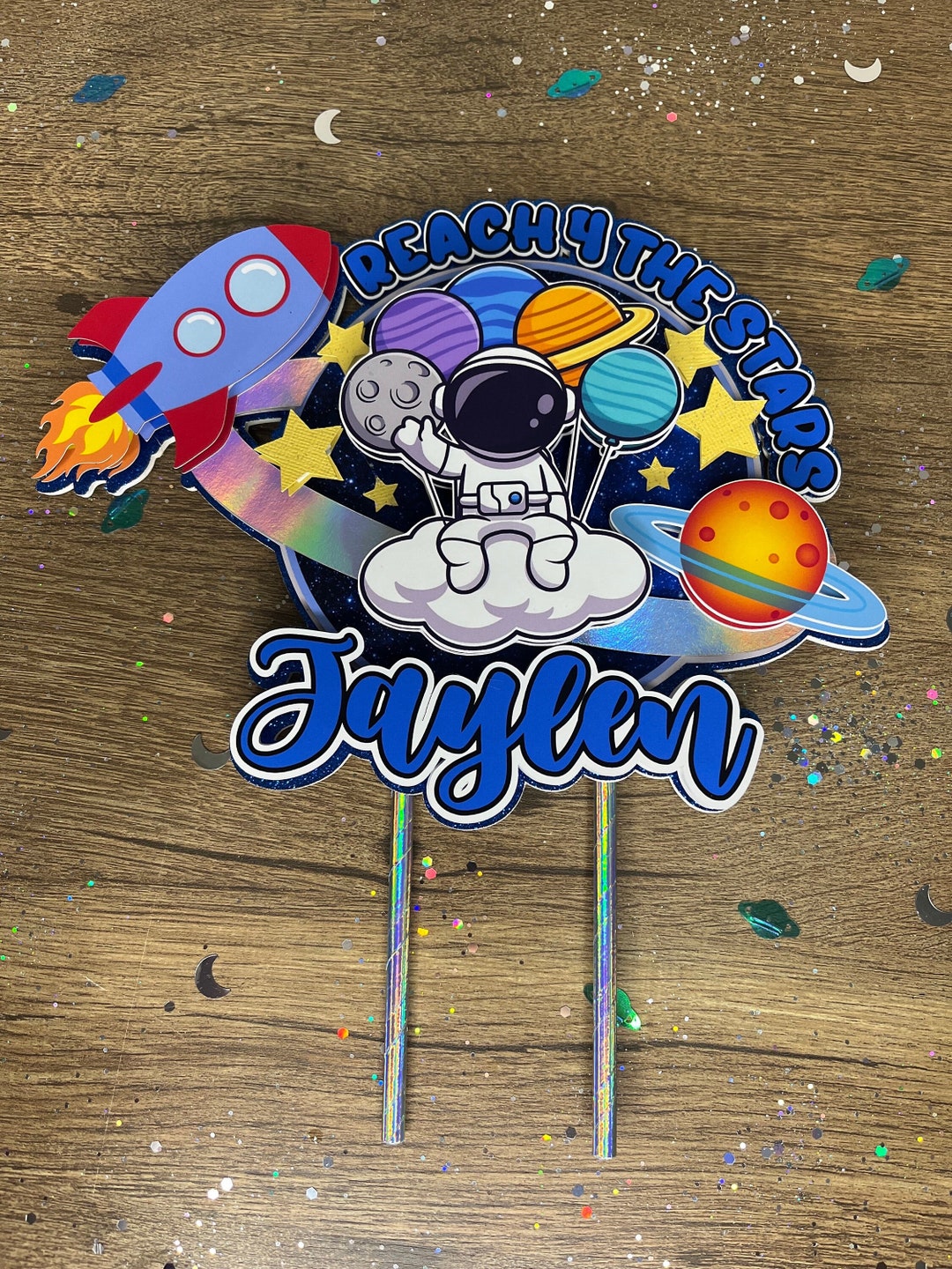 Space Cake Topper , Space Theme Birthday , Shoot for the Stars Party ...