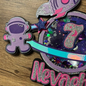 Galaxy Cake Topper, 3D Space Theme Birthday Cake Topper , Glitter Cake ...