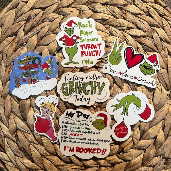 The Grinch Stickers - Etsy