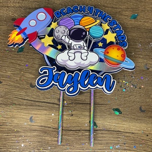 Space Cake Topper , Space Theme Birthday , Shoot for the Stars Party ...