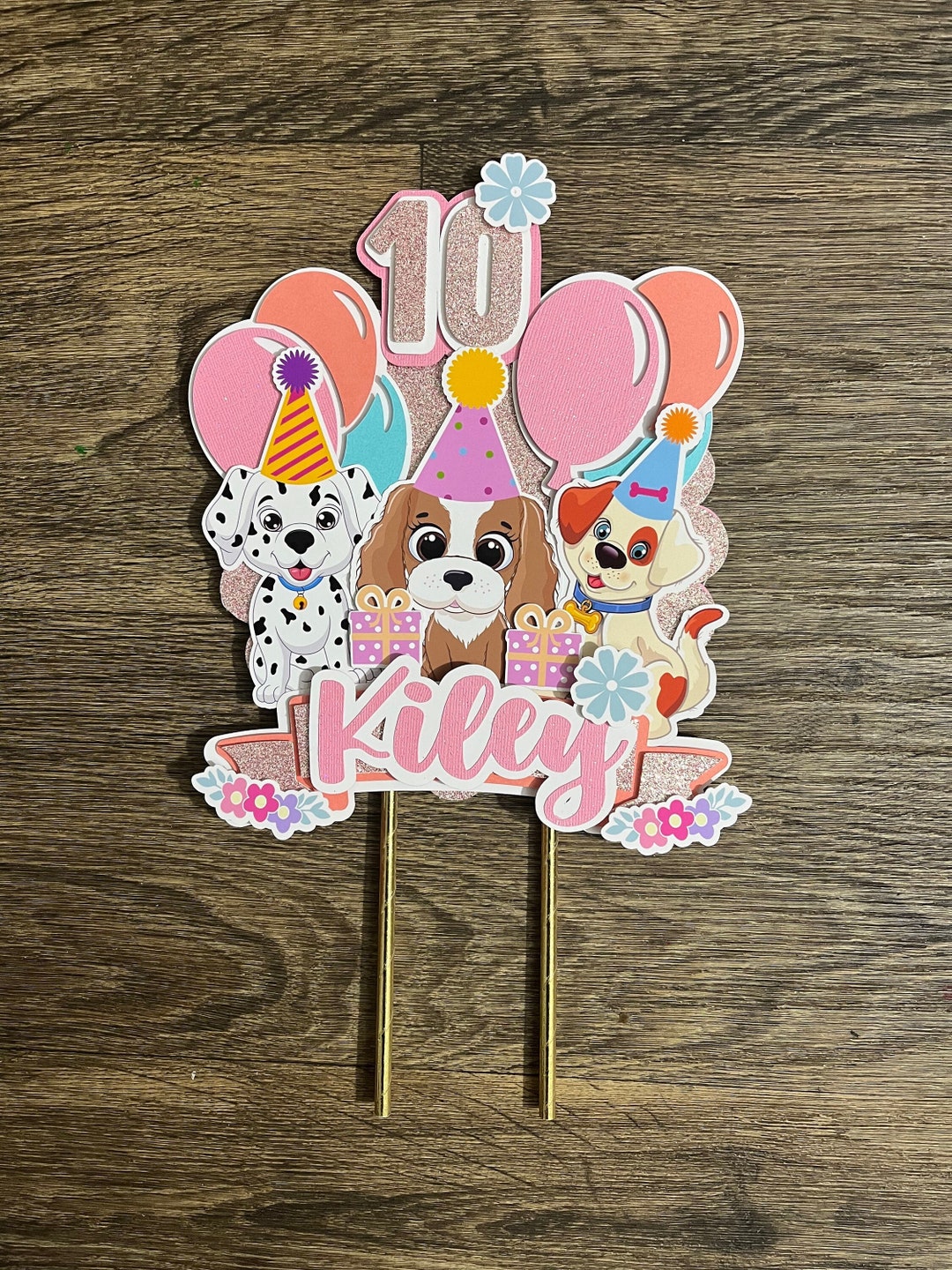 Puppy Lover Cake Topper , Dog Lover Cake Topper , Glitter Cake Topper ...