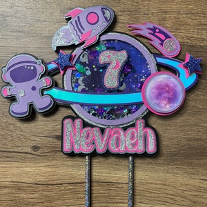 Galaxy Cake Topper, 3D Space Theme Birthday Cake Topper , Glitter Cake ...