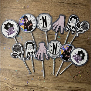 Wednesday Cupcake Toppers , Wednesday Birthday Ideas , Wednesday Cake ...